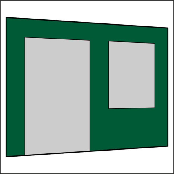 3m Seitenwand mit Großfenster und Tür (links) grün PMS 7728 C